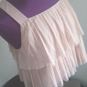 Champagne | Tops | I Love H8 Champagne Crop Ruffle Glitter Tank L ...